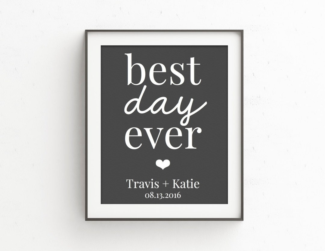 BEST DAY EVER Sign | Personalized Engagement Gift for Couple | Wedding ...