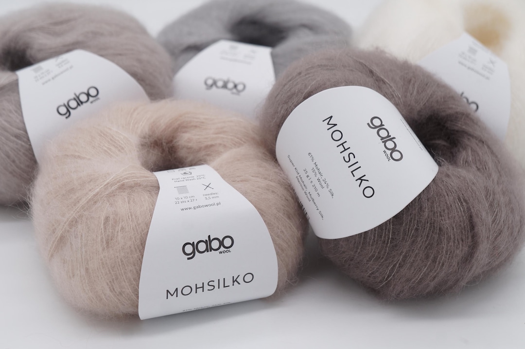 Mohair Silk Merino Knitting Yarn Gabo Wool MOHSILKO, Fuzzy Halo, Lace ...