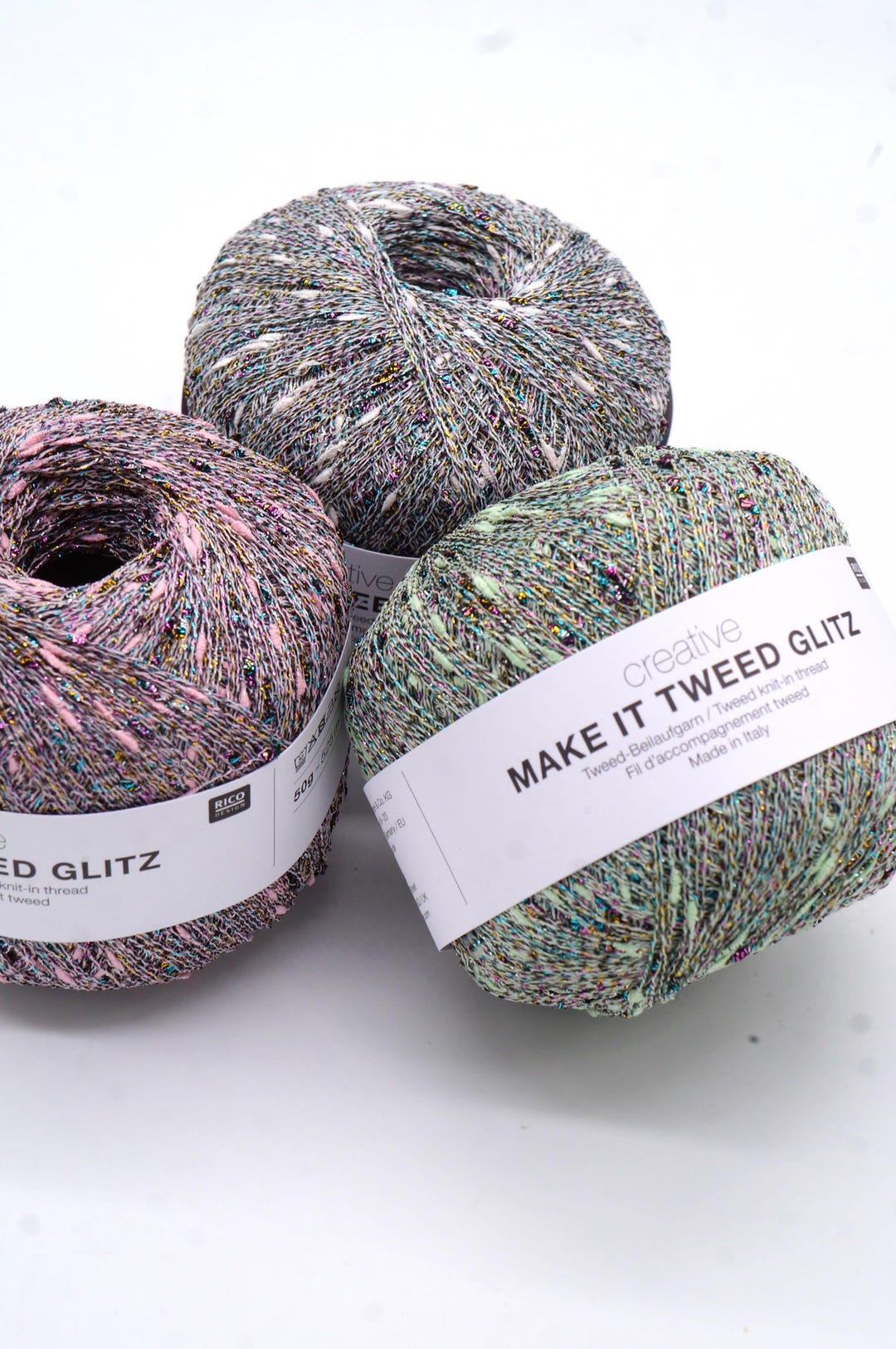Rico Design Make It Tweed Glitz Knitting Yarn Glitter Yarn Metallic ...