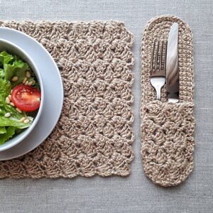 CROCHET PATTERN Table Mat With Cutlery Holder DIY Placemat Pdf Vintage ...