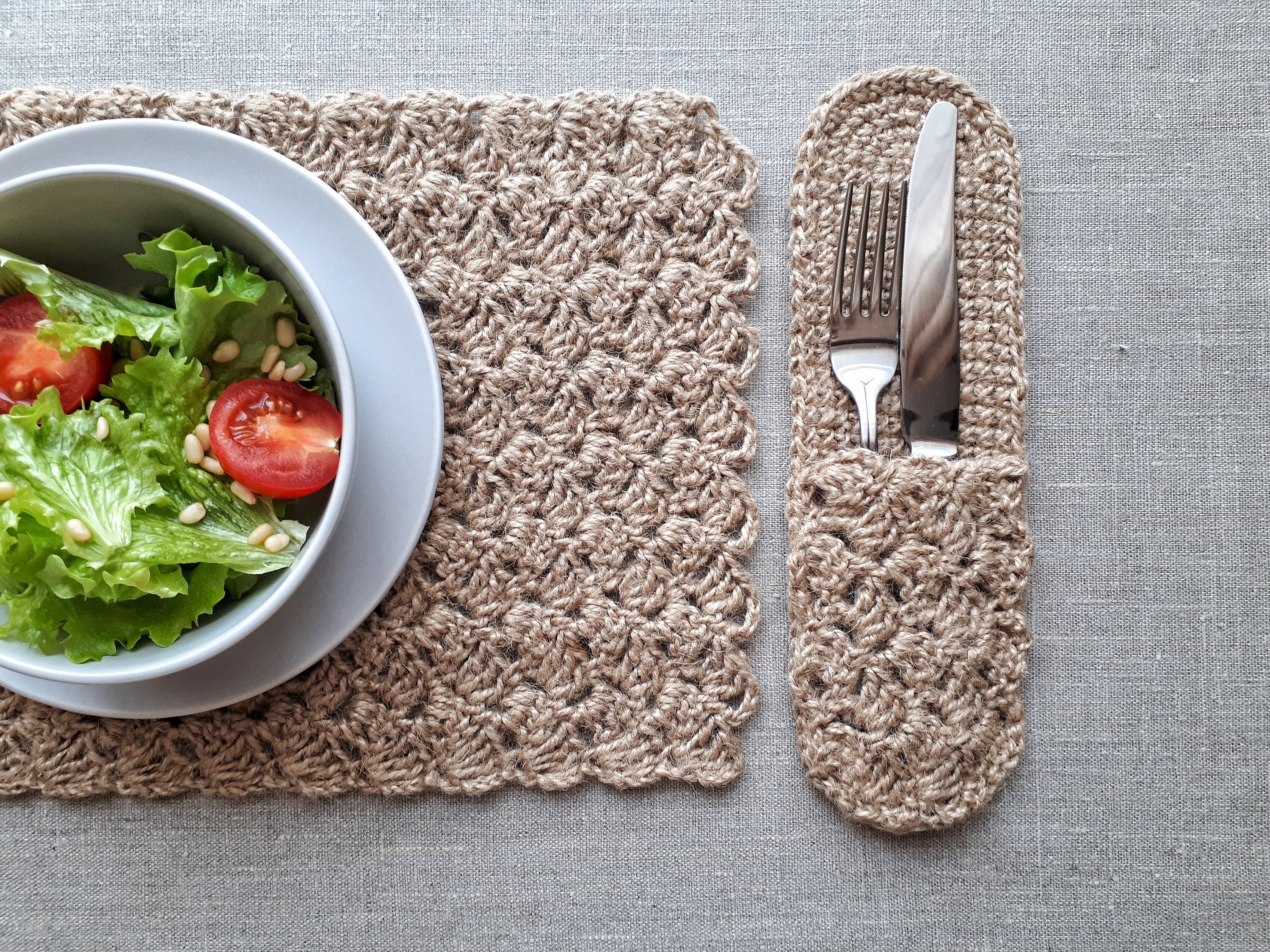 CROCHET PATTERN Table Mat With Cutlery Holder DIY Placemat Pdf Vintage ...