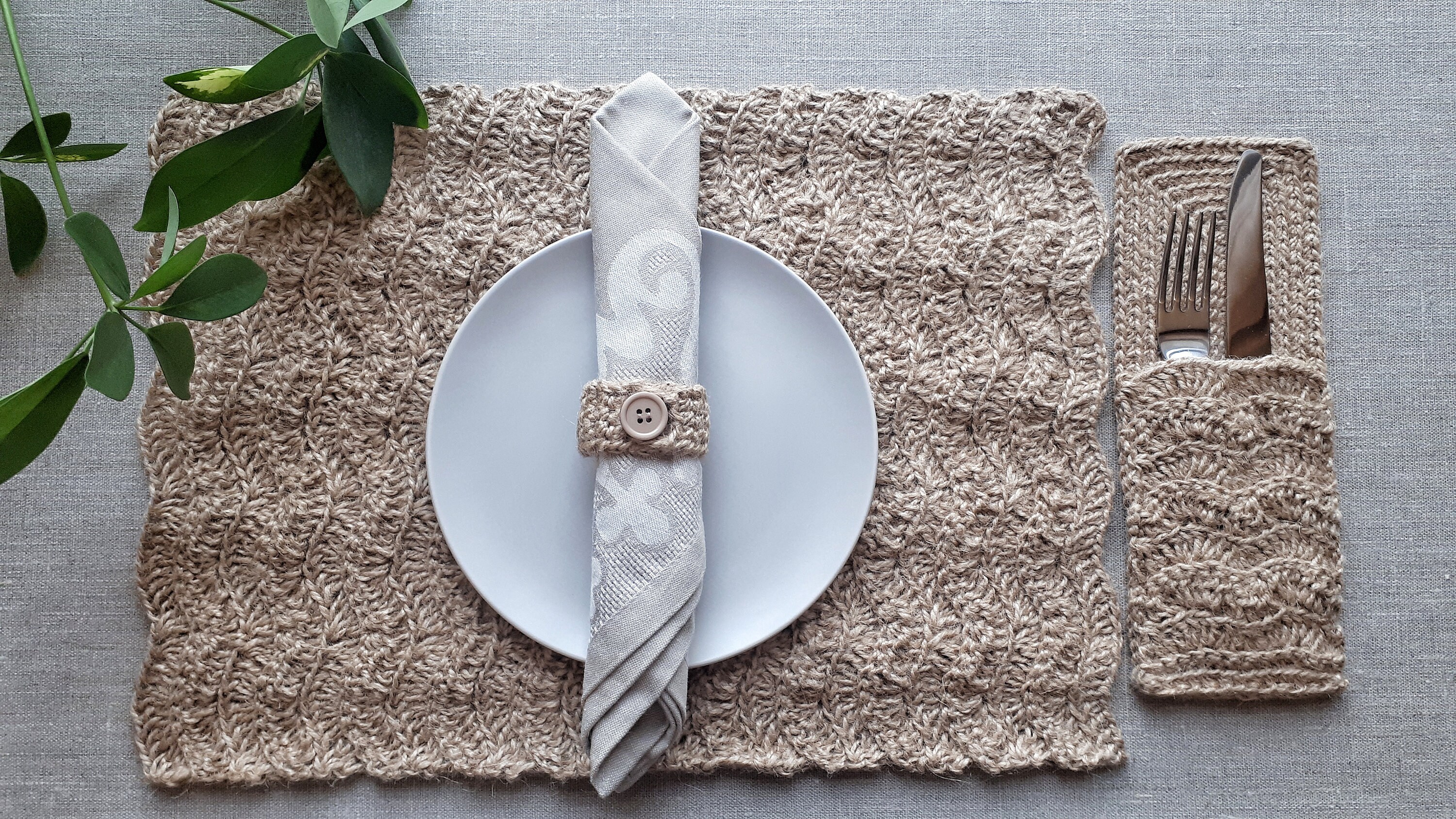 CROCHET PATTERN Table Mat Pattern With Cutlery Holder and Napkin Ring ...