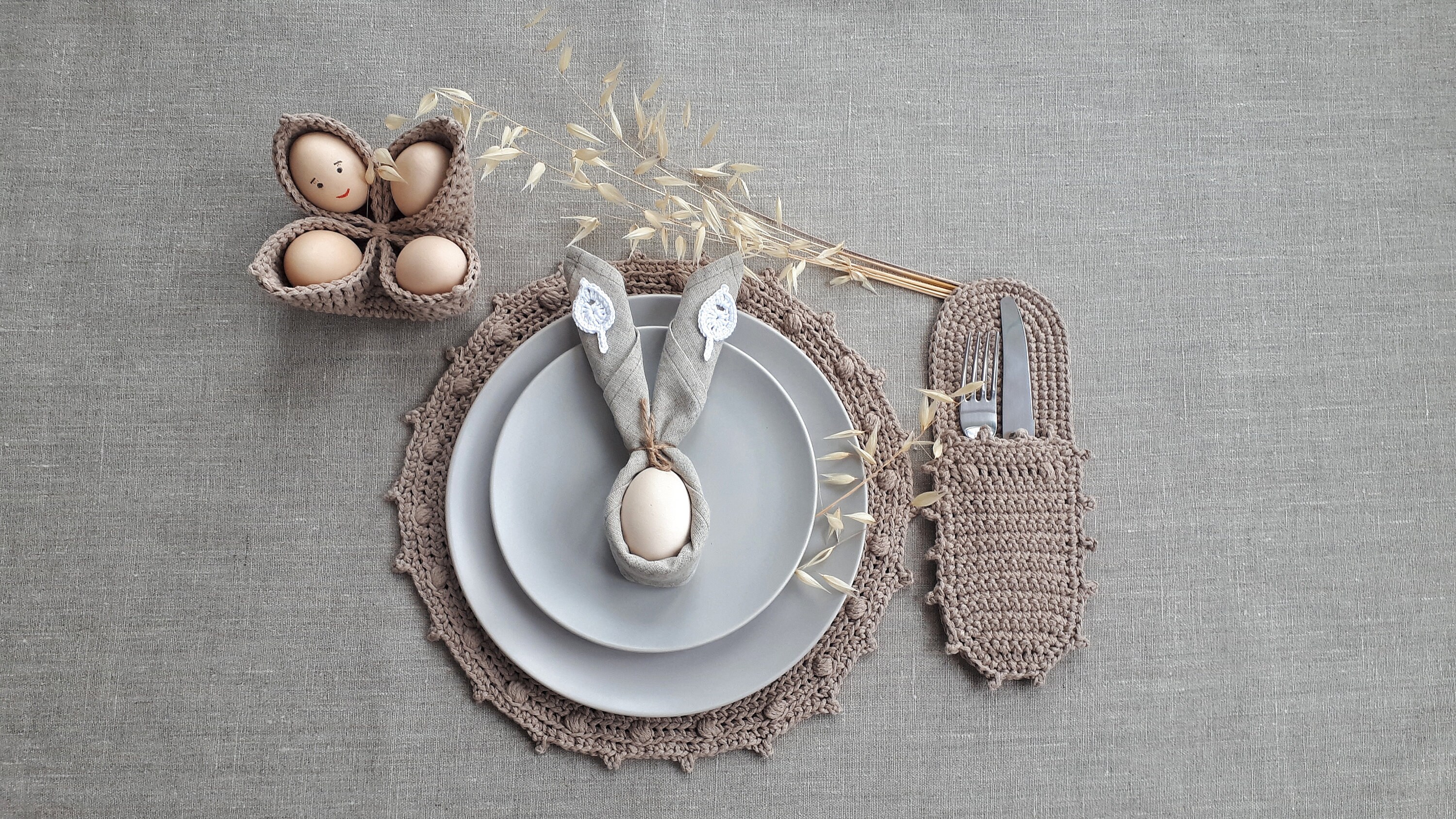 CROCHET PATTERN Linen Napkin With Crochet Decor Pattern Easter Crochet ...