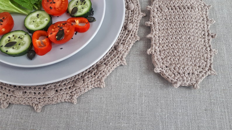 CROCHET PATTERN Round Placemat Tutorial DIY Crochet Tablemat Kitchen ...