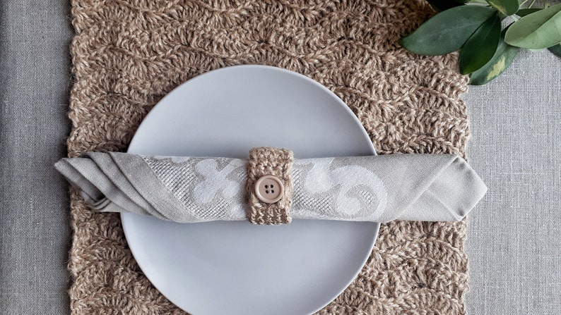 CROCHET PATTERN Table Mat Pattern With Cutlery Holder and Napkin Ring ...