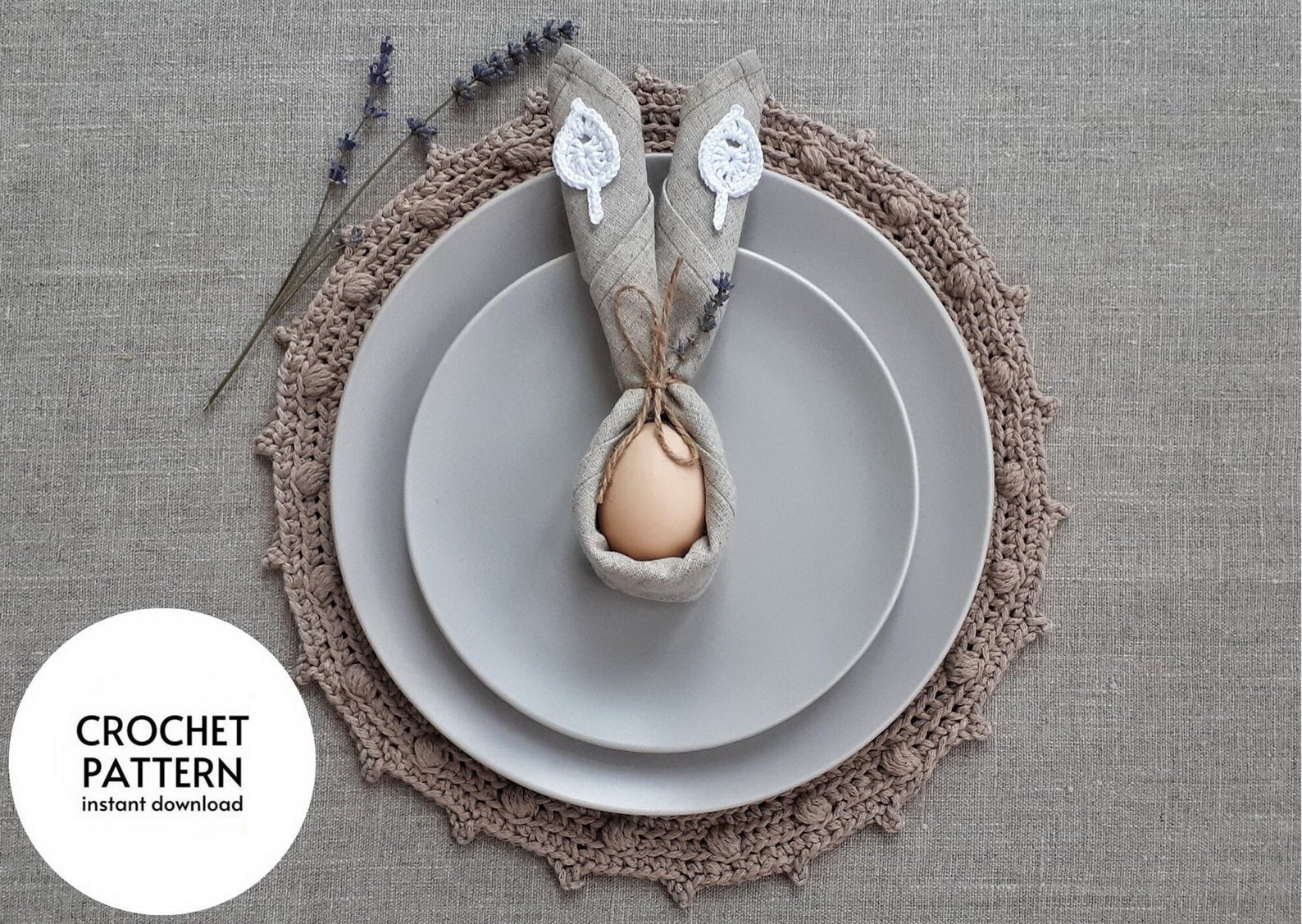 CROCHET PATTERN Linen Napkin With Crochet Decor Pattern Easter Crochet ...