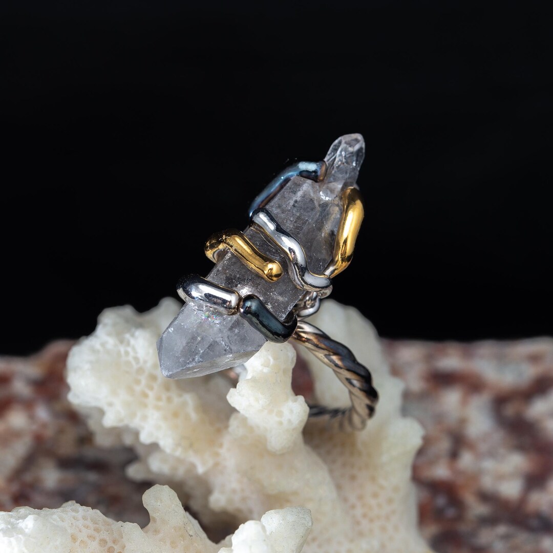 Raw Rock-crystal Ring: Bohemian Stone Jewelry With Natural Crystal - Etsy
