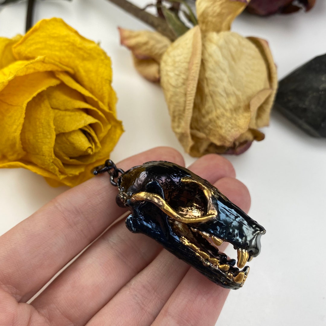 Flying Fox Skull Necklace Electroformed Metal Head - Etsy