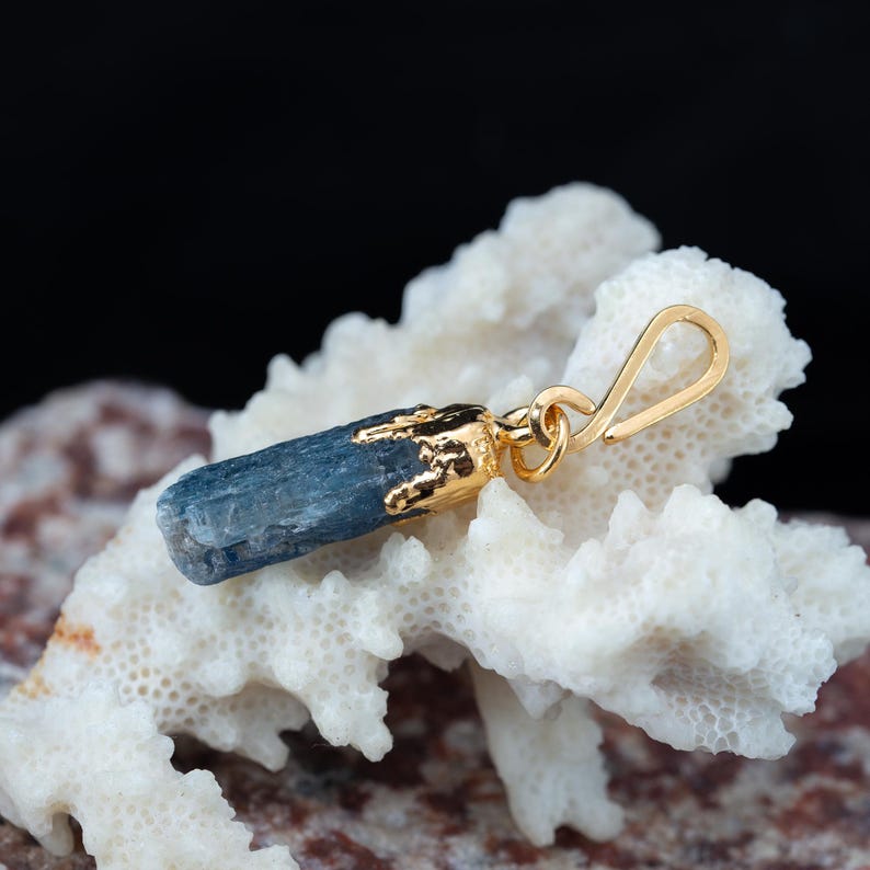 Raw Stone Jewelry: Natural Crystal Pendant With Raw Kyanite | Gold ...
