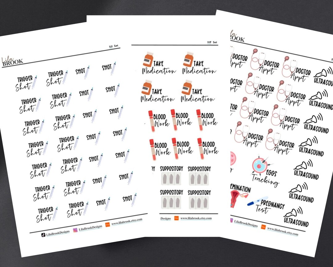 3 Sheet IUI Tracker Bundle, IUI Journey Planner Stickers, Fertility ...