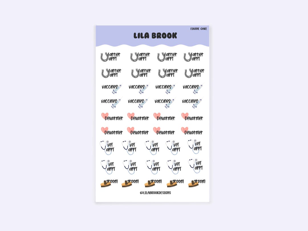 Horse Care Stickers Equine Vet Planner Stickers Farrier Stickers Animal ...