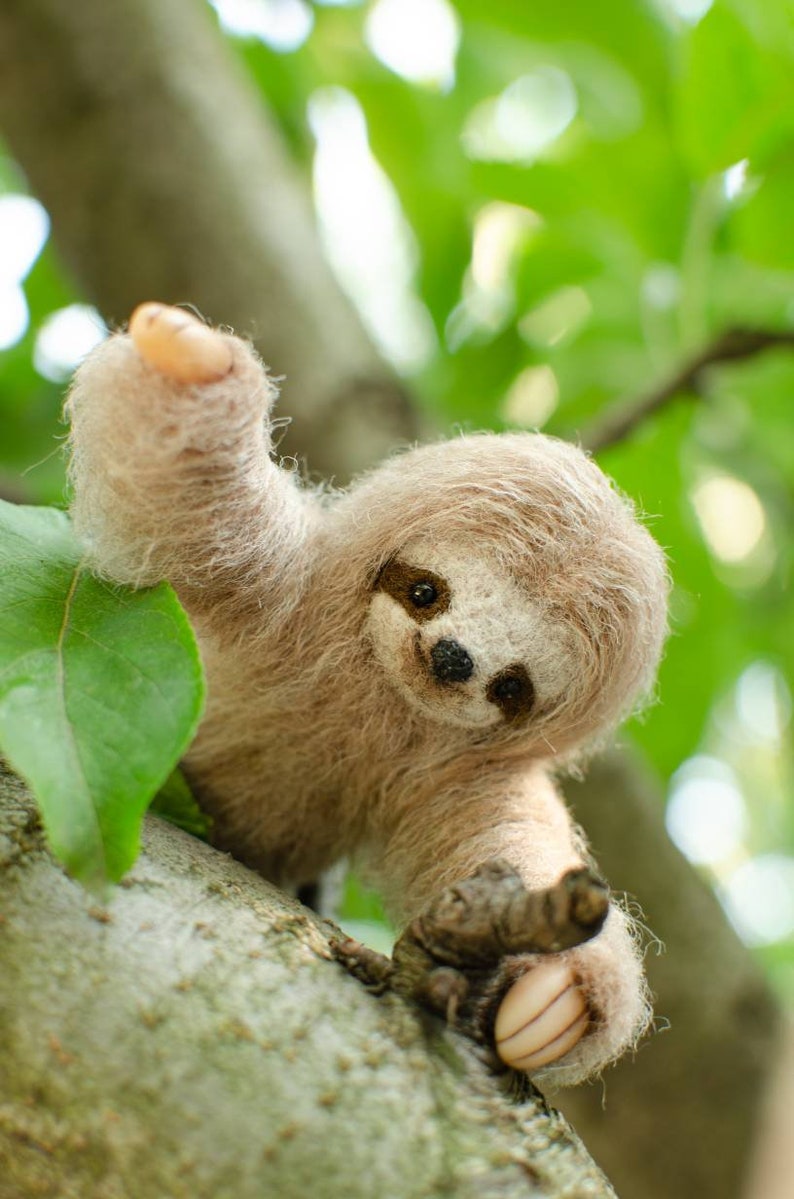 Sloth Needle Felted Toy Art Display Toy Designer Figurine - Etsy