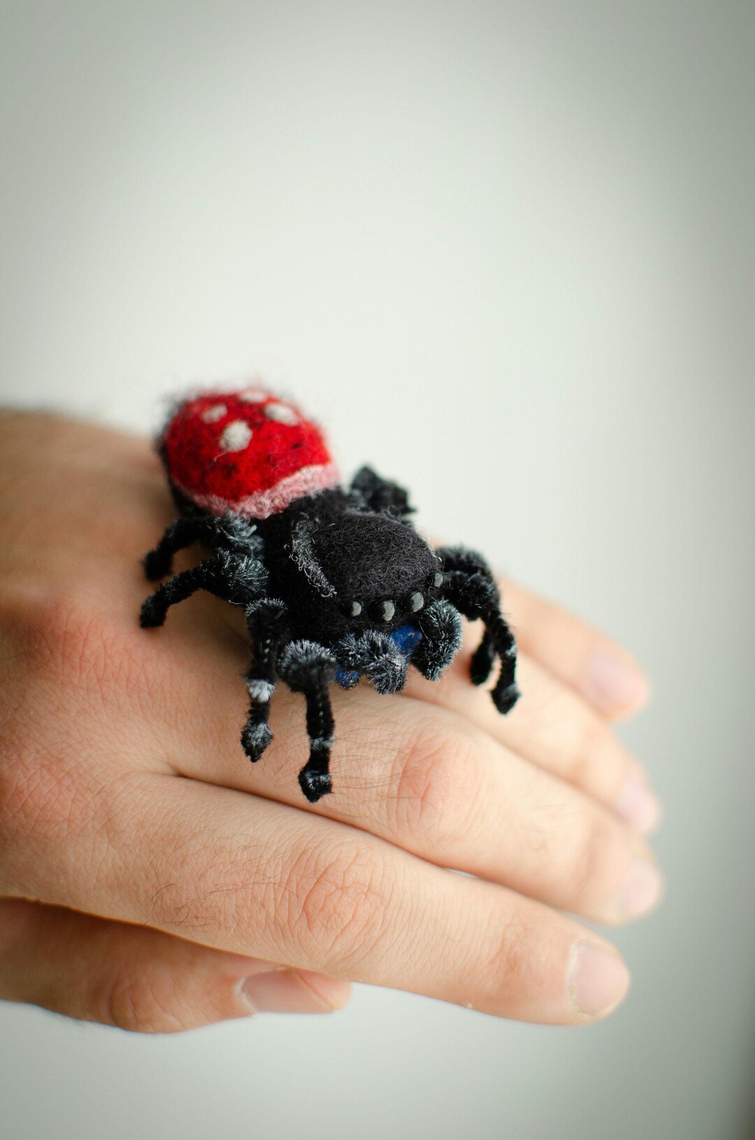 Needle Felted Jumping Spider Sculpture, Poseable Arachnid Doll - Etsy