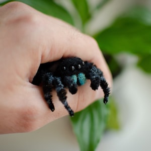 Black Jumping Spider Toy, Creepy Gift, Poseable Sculpture, Needle ...