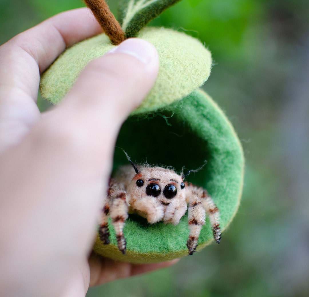 Baby Jumping Spider Toy, Green Apple Home, Creepy Gift, Poseable ...