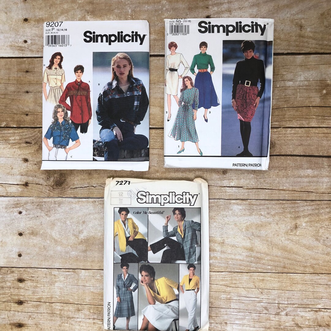 Simplicity Patterns 9207, 7442 & 7271- Vintage Women's Button Front ...