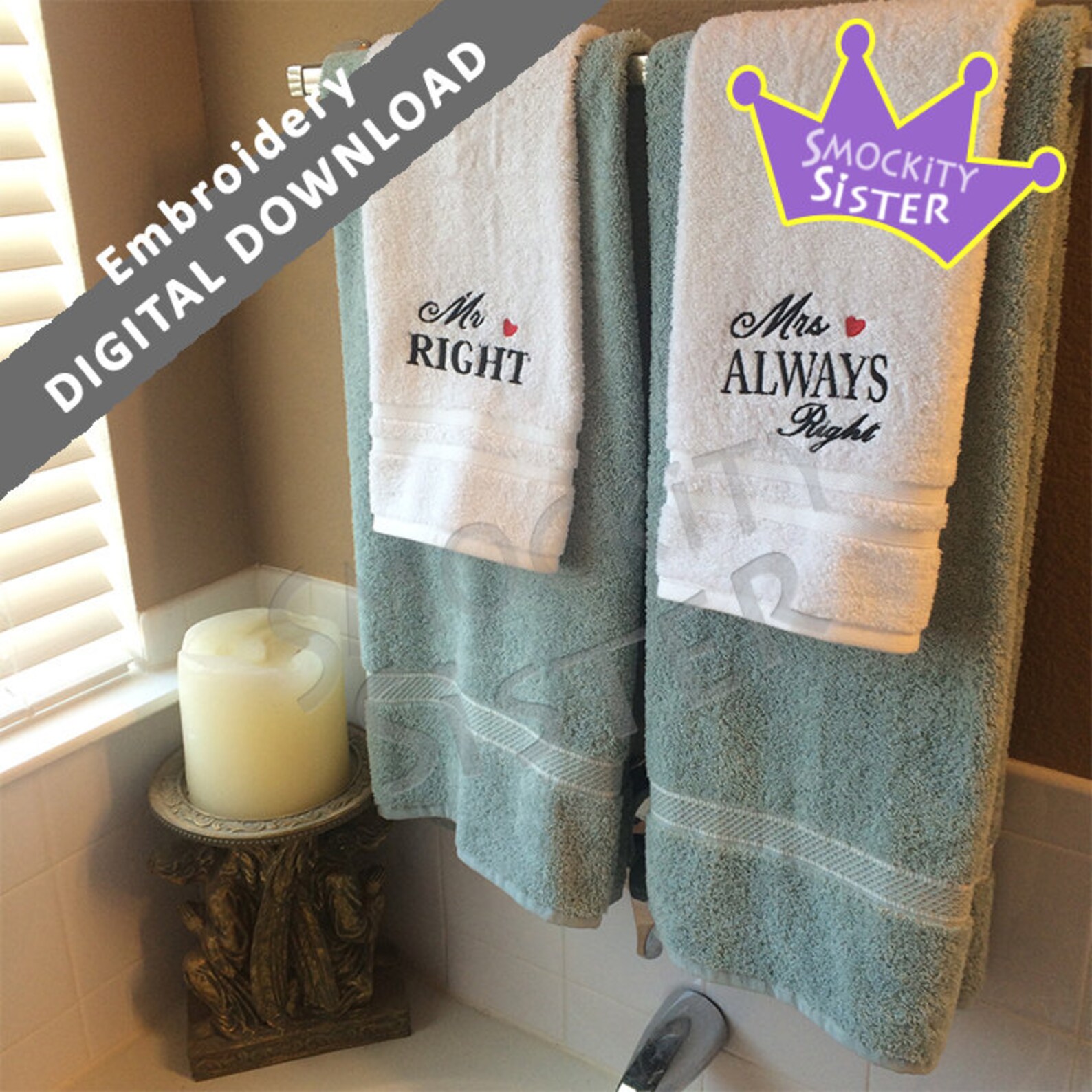 Mr. Right and Mrs. Always Right Embroidery File - Digital Download for ...