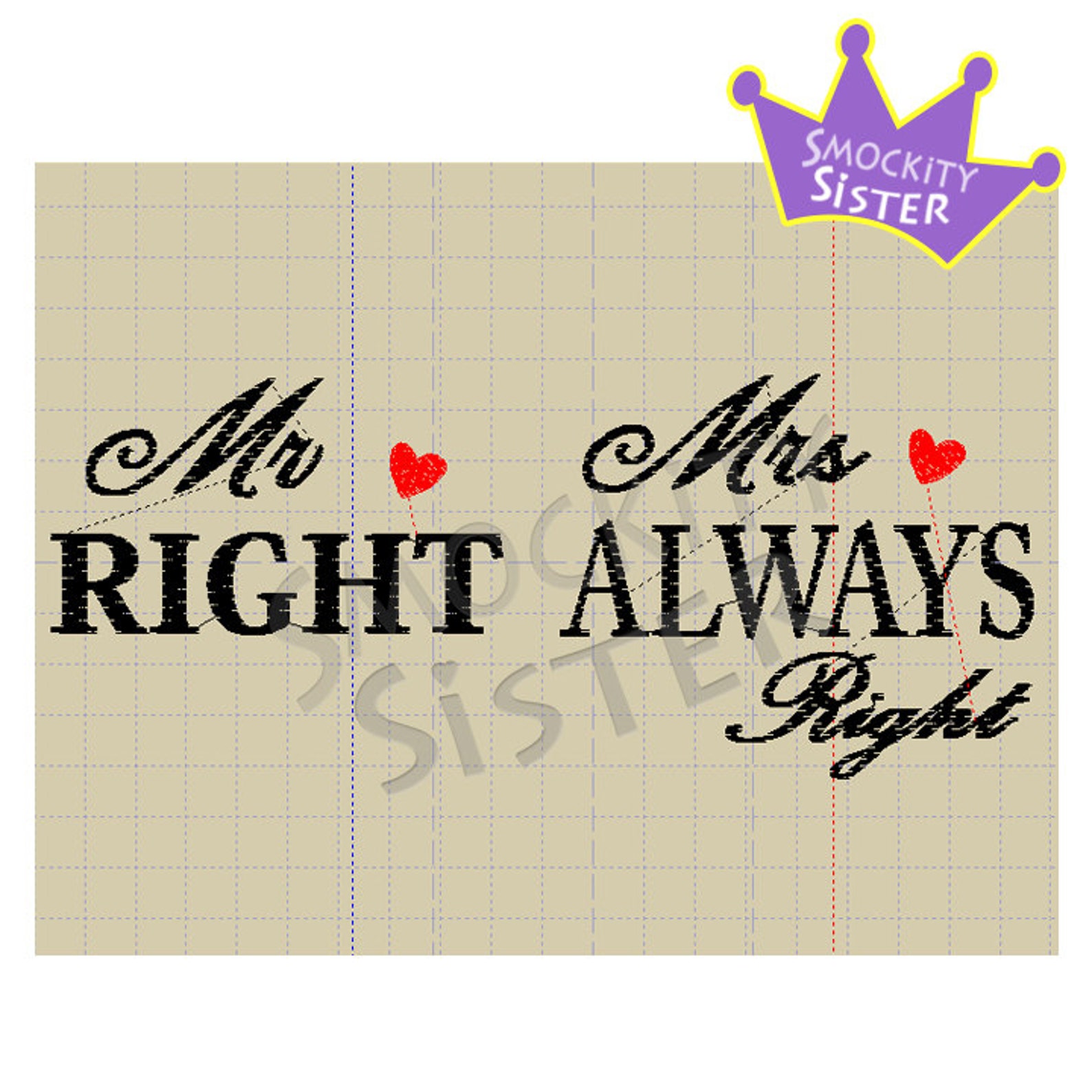 Mr. Right and Mrs. Always Right Embroidery File - Digital Download for ...