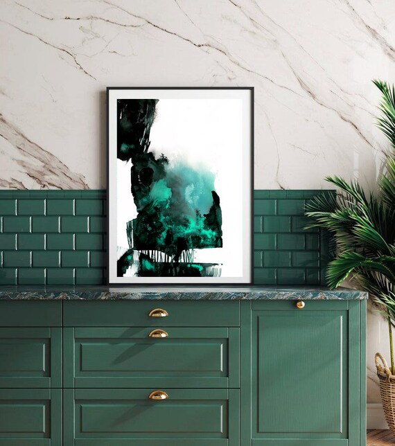 Printable Abstract Large Art Prints Black Green Prints | Etsy