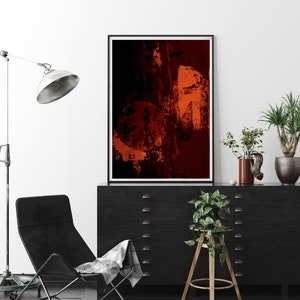 Printable Black Orange Poster, Industrial Print, Modern Black Abstract ...