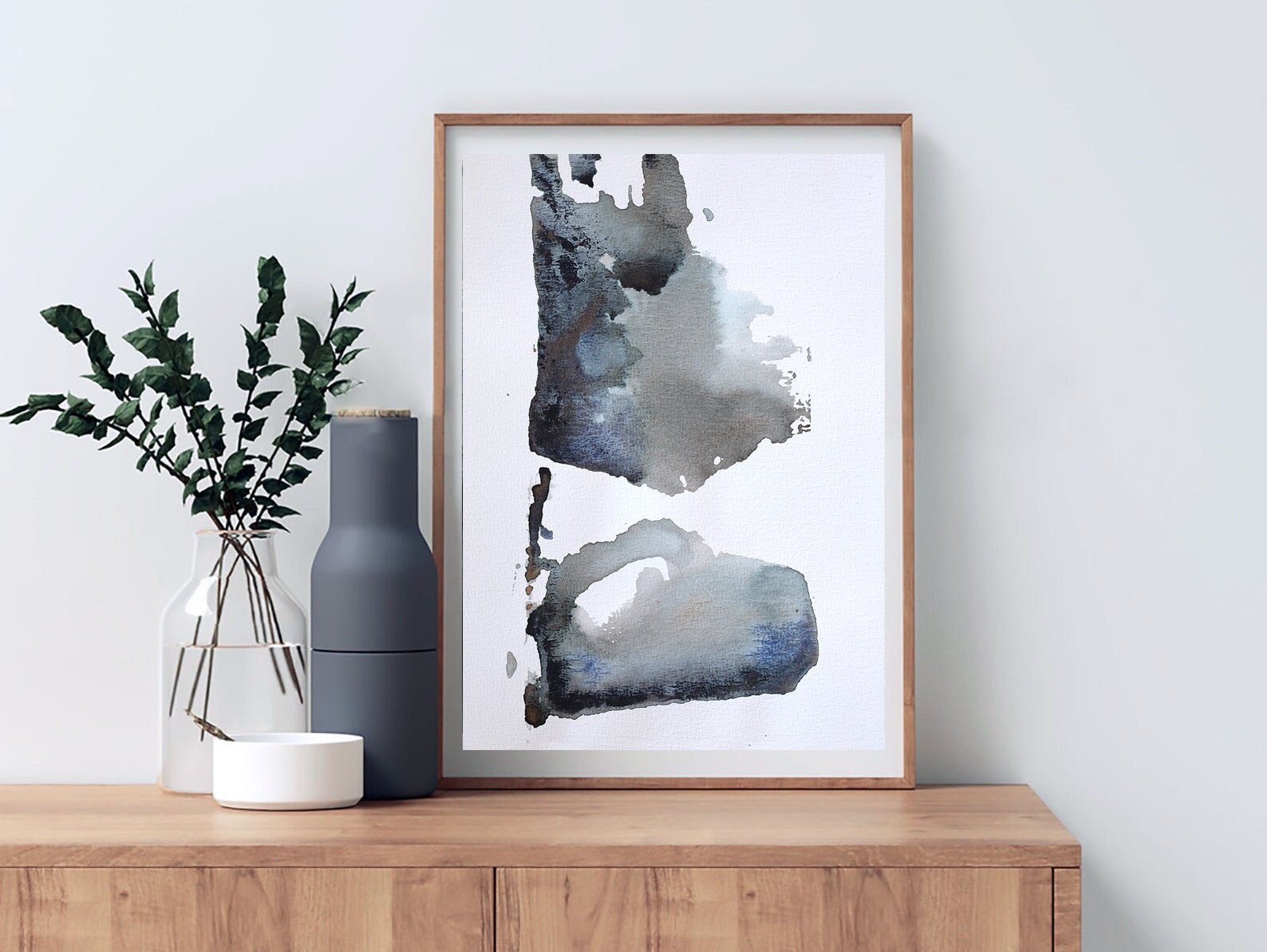 Original Painting Original Ink Blue Painting on Paper - Etsy