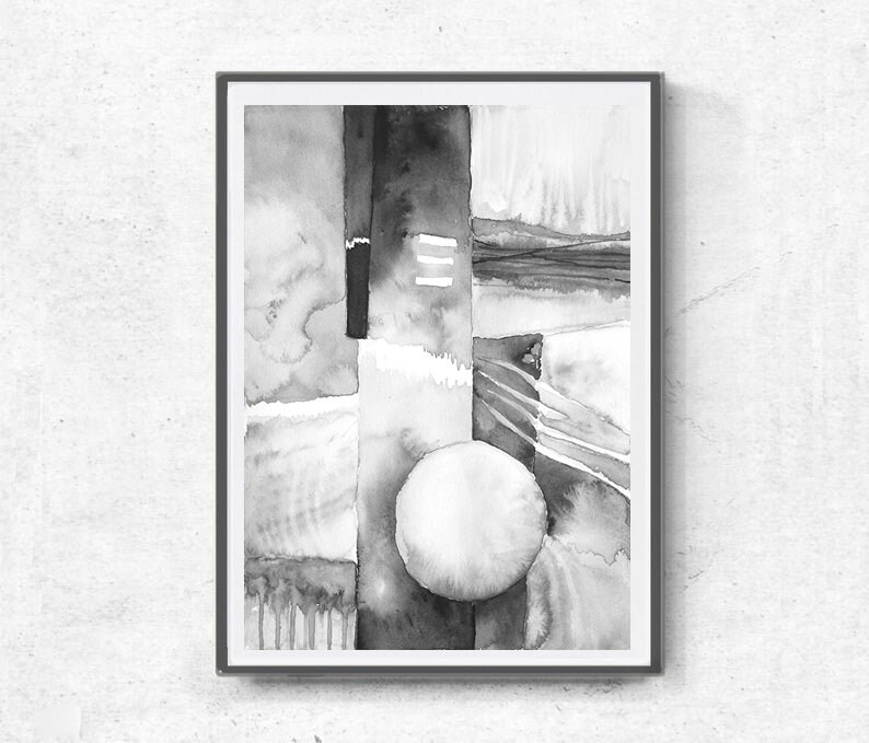 Black and White Abstract Set of 2 Downloadable Print - Etsy