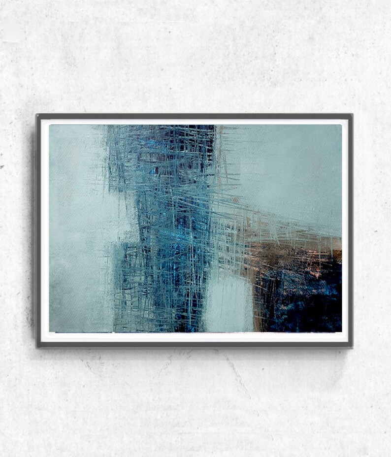 Horizontal Abstract Print Printable Abstract Art Blue | Etsy