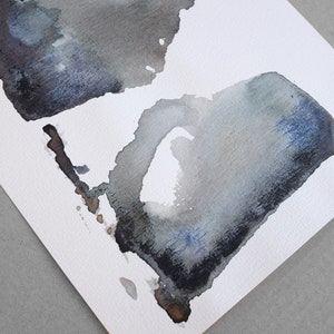 Original Painting, Original Ink Blue, Painting on Paper, Neutral Ink ...