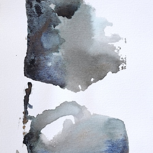 Original Painting, Original Ink Blue, Painting on Paper, Neutral Ink ...