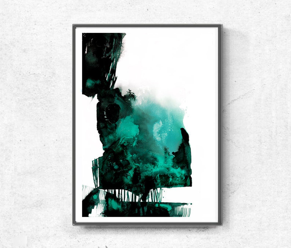 Printable Abstract Large Art Prints Black Green Prints | Etsy