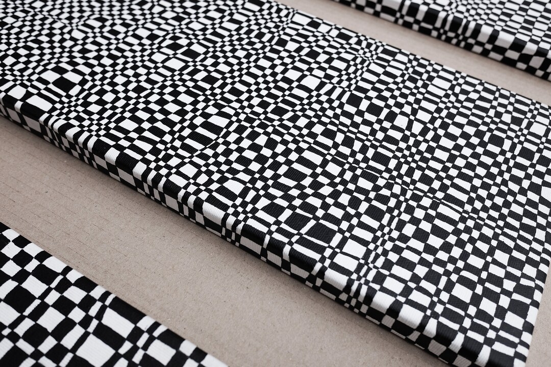 Set of 3 Original Op-art Paintings - Black and White Acrylic on Canvas ...