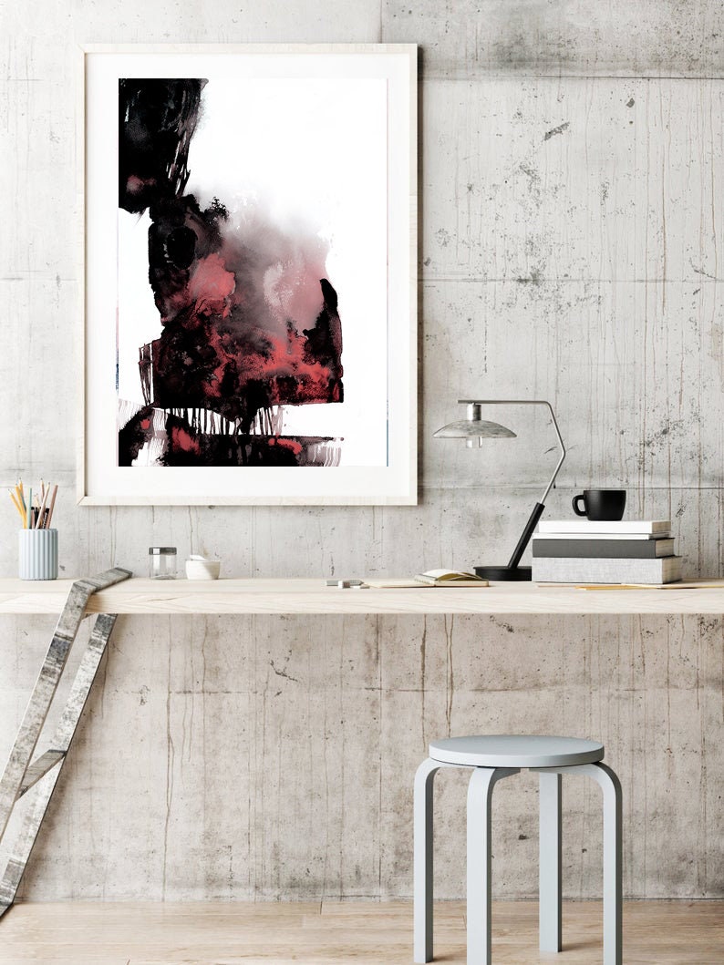 Printable Abstract Large Art Prints Black Red Prints Simple | Etsy