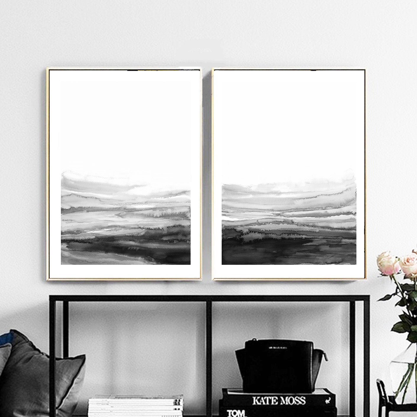 Minimal Abstract Art Set of 2 Art Prints Set Wall Art - Etsy