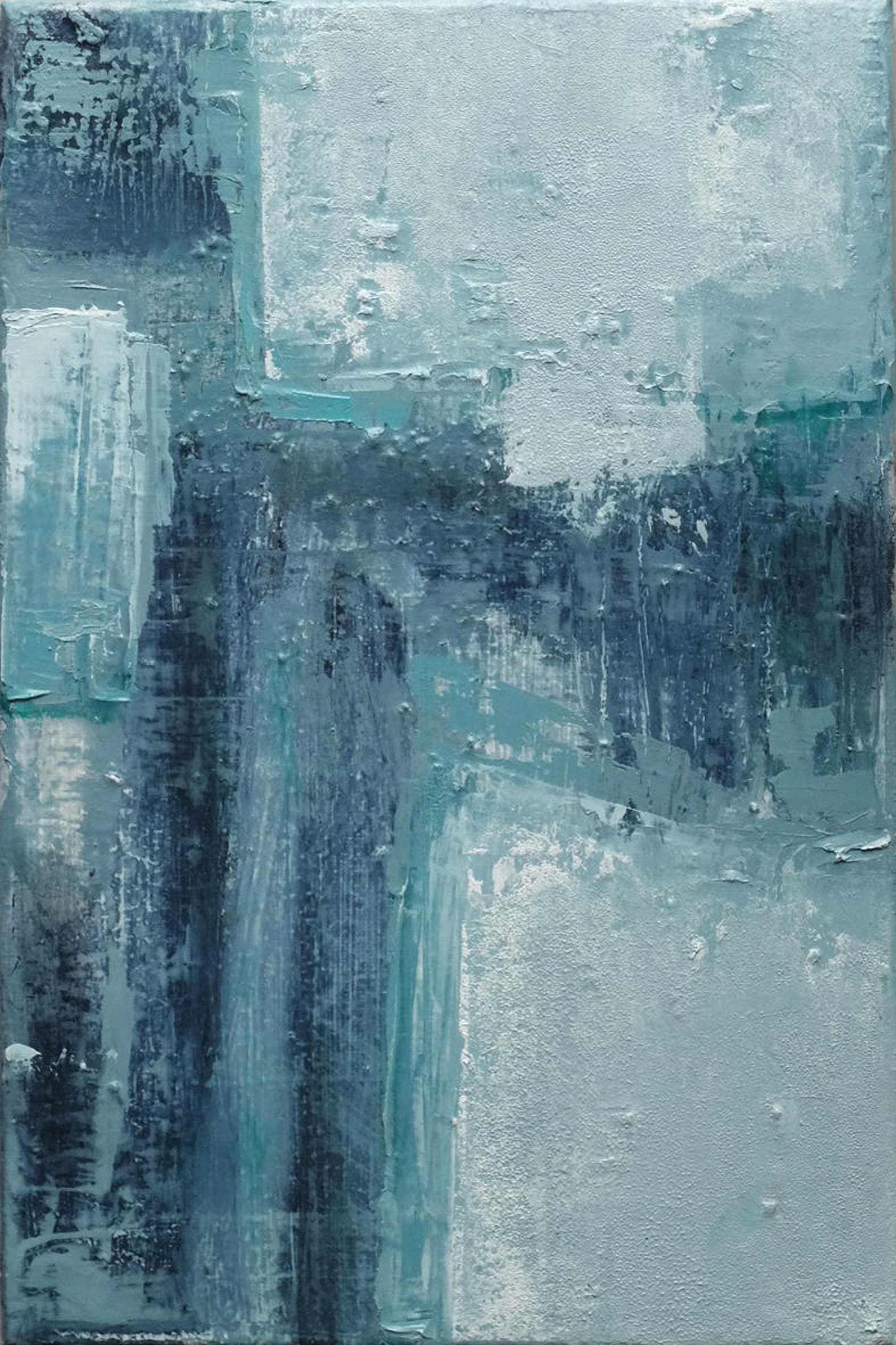 Set of 3 abstracts teal abstract original painting Wall | Etsy