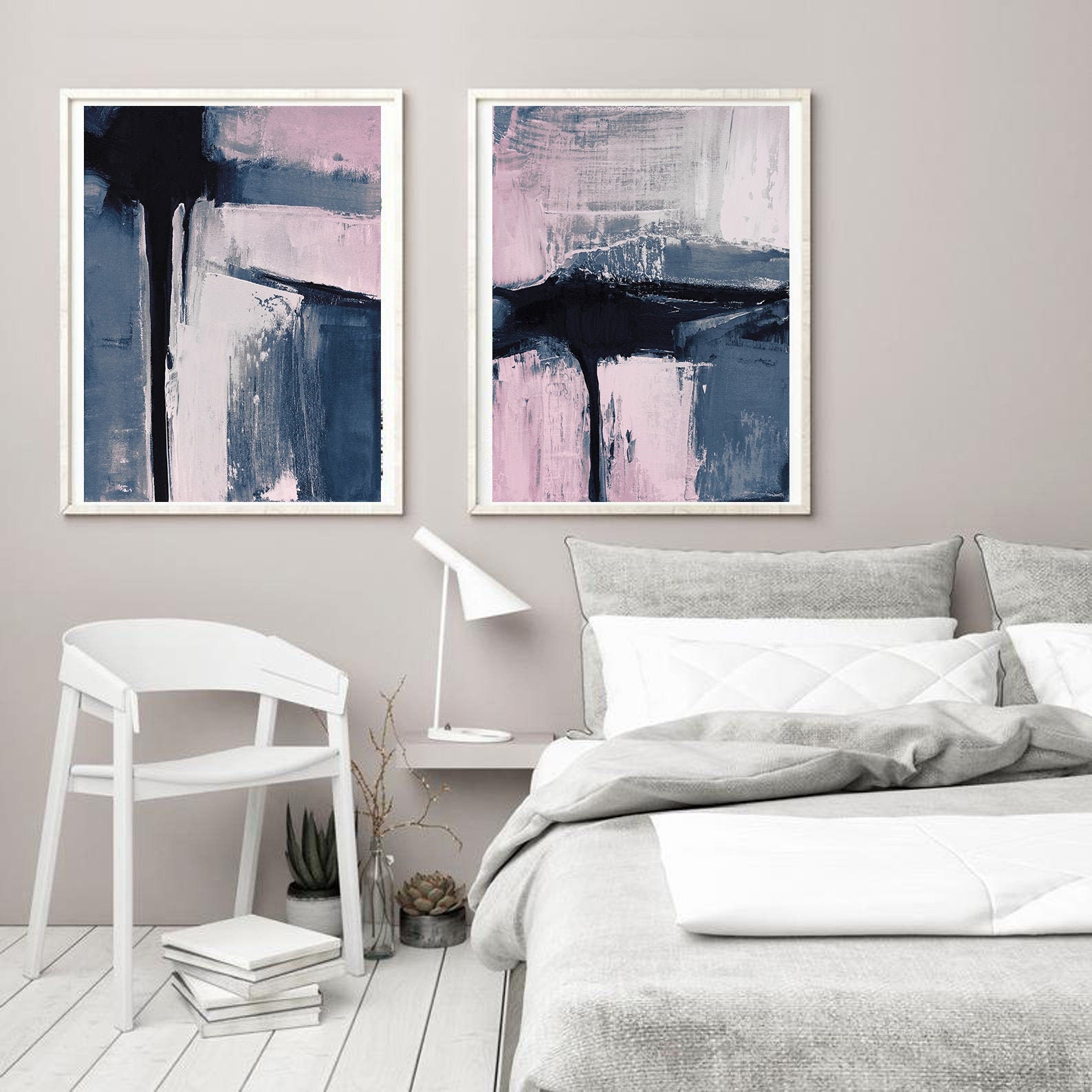 Set of 2 Prints Abstract Art Prints Large Wall Art | Etsy