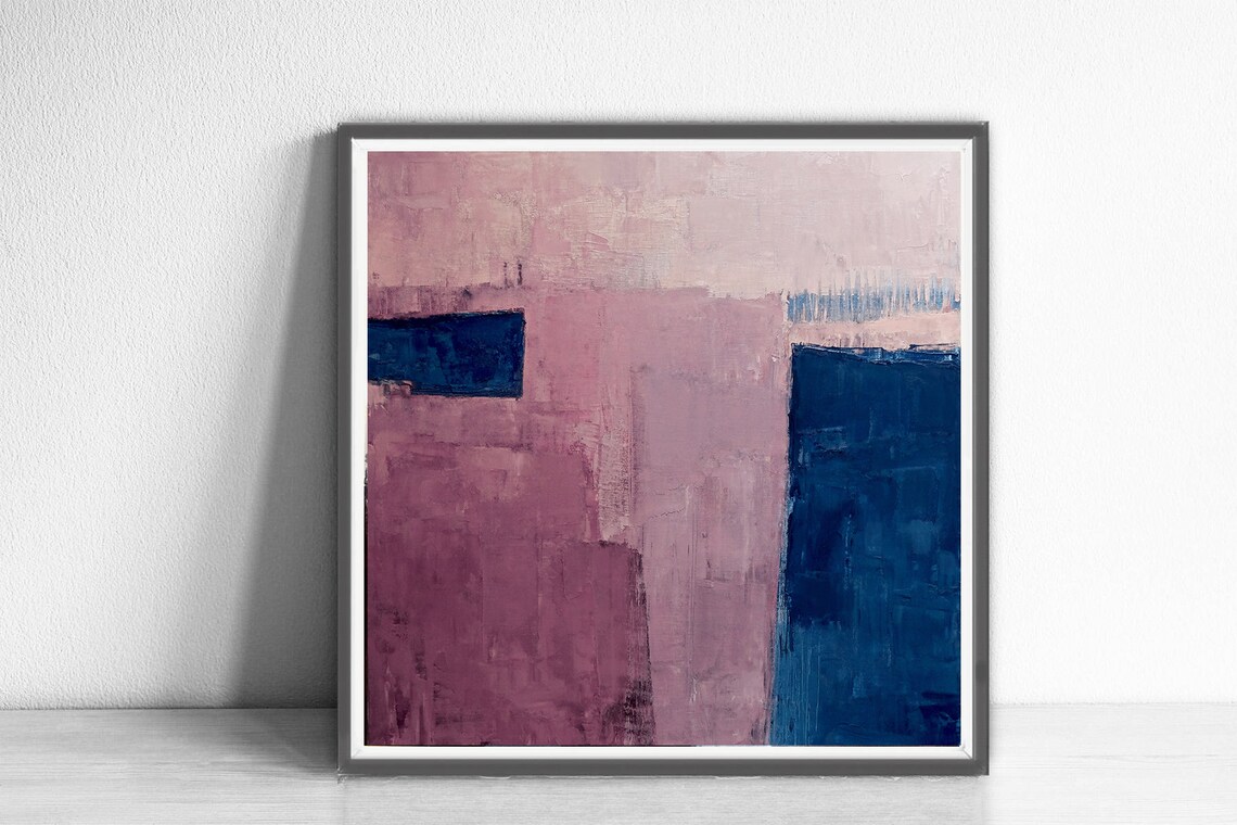 Pink Abstract Art pink Print Abstract Print navy blue and | Etsy