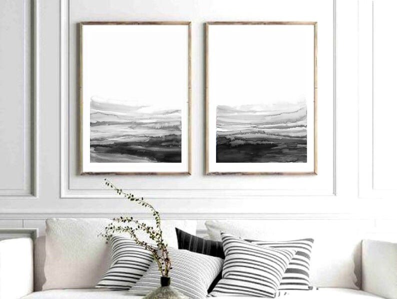 Minimal Abstract Art Set of 2 Art Prints Set Wall Art - Etsy