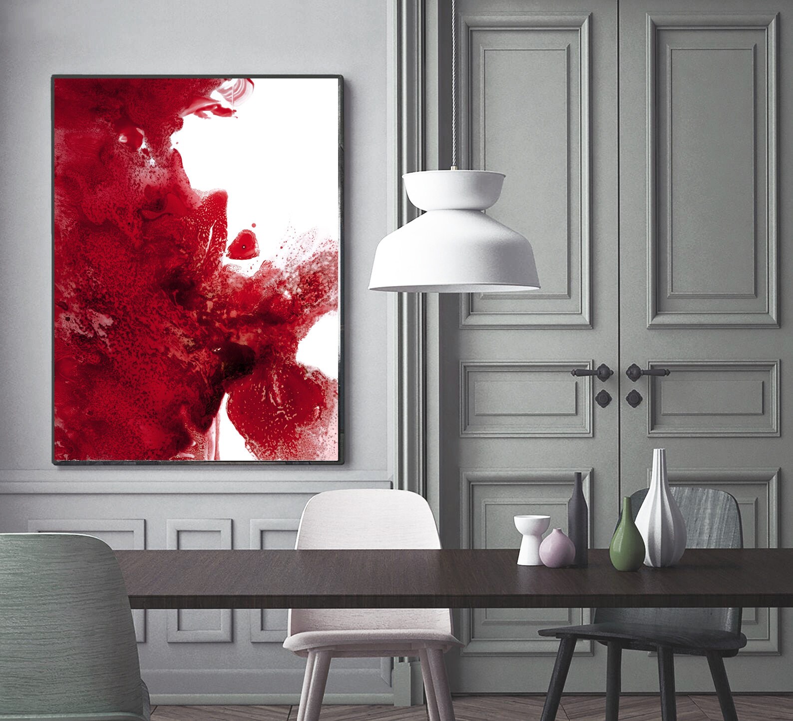 Printable Abstract Large Art Prints Brush red Prints Simple | Etsy