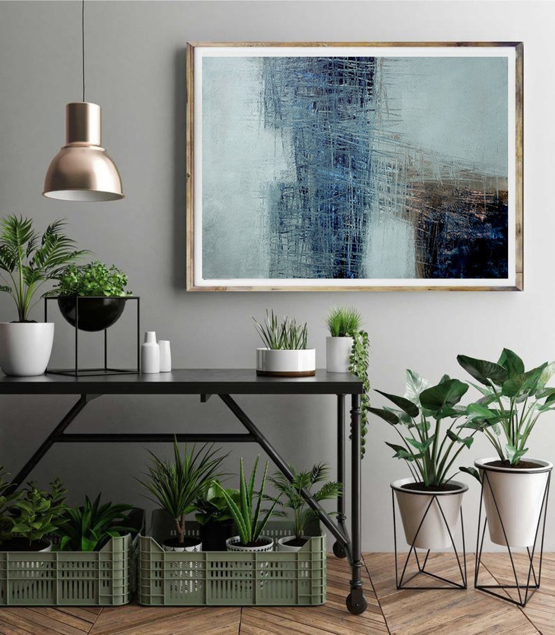 Horizontal Abstract Print, Printable Abstract Art, Blue Abstract ...