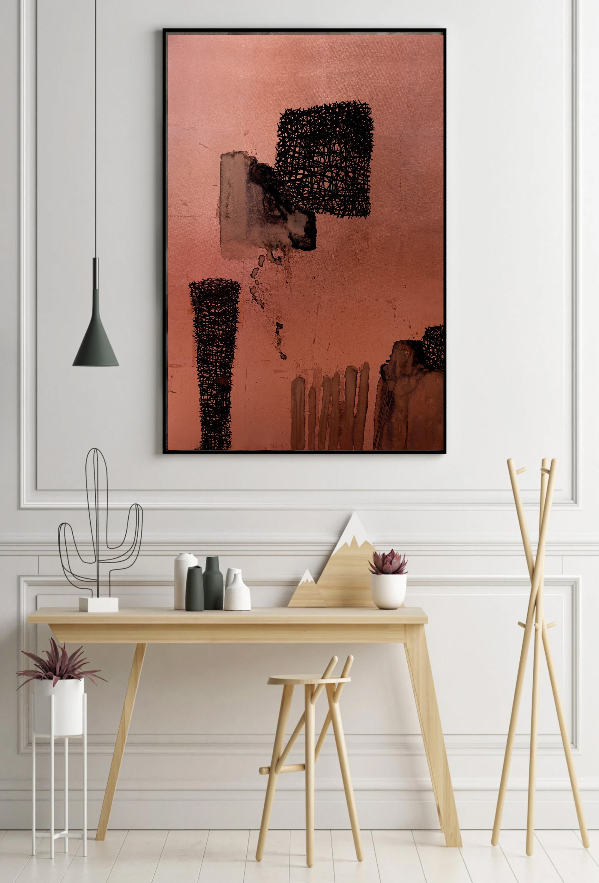 Black and Copper Abstract Art Modern Art Prints Set of Two - Etsy