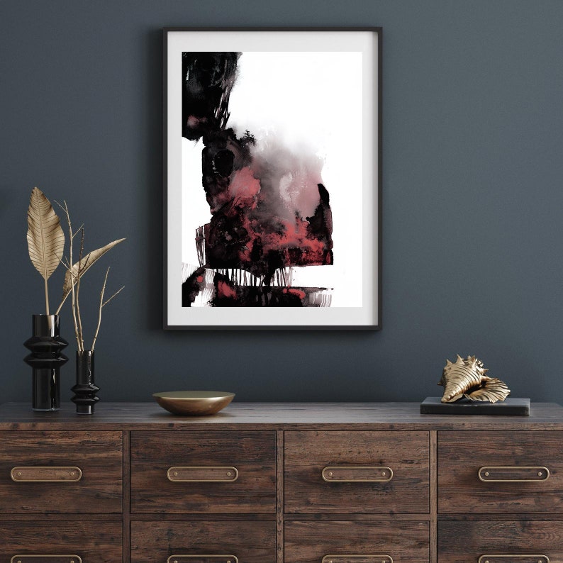 Printable Abstract Large Art Prints Black Red Prints Simple | Etsy
