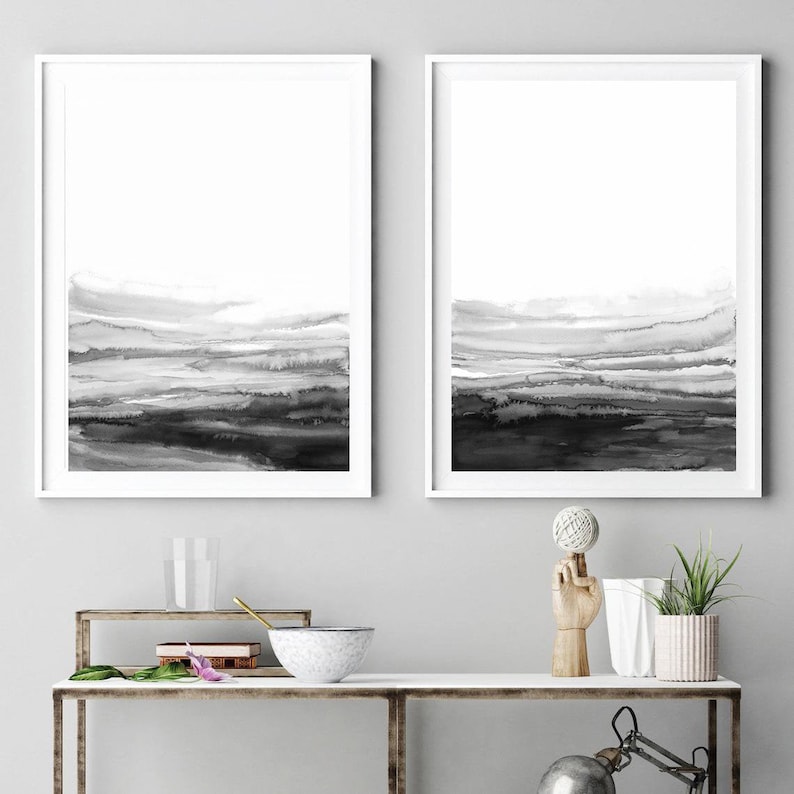 Minimal Abstract Art Set of 2 Art Prints Set Wall Art - Etsy