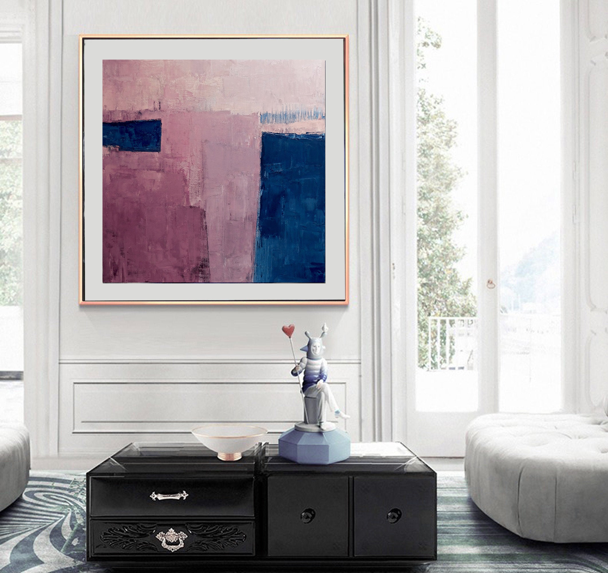 Pink Abstract Art pink Print Abstract Print navy blue and | Etsy