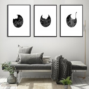 Set of 3 Prints, Abstract Art Print Set, 3 Abstract Prints, Black Ink ...