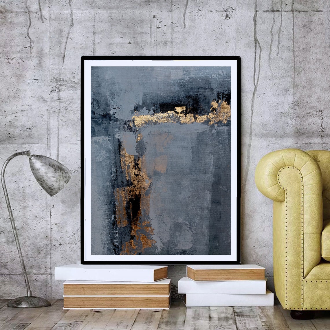 Printable Art Art Poster gray and gold Digital Download | Etsy