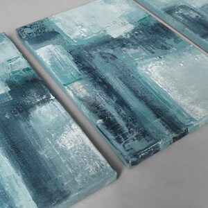 Set of 3 Abstracts, Teal Abstract, Original Painting, Wall Art, Modern ...