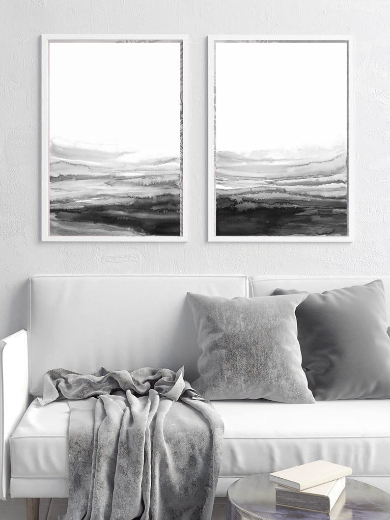 Minimal Abstract Art Set of 2 Art Prints Set Wall Art | Etsy