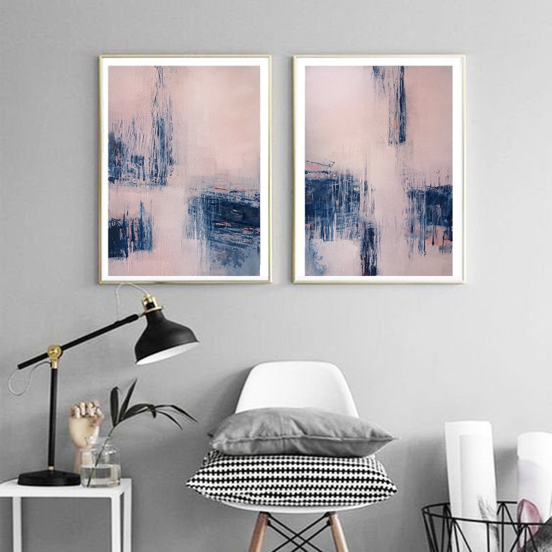 Printable Art Set of 2 Pink Navy Art Poster Wall Decor Navy - Etsy