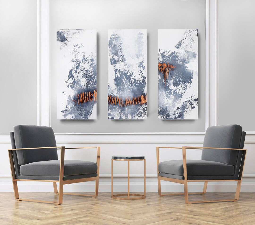 Triptych on Canvas Abstract Art Acrylic Wall Art Abstract - Etsy