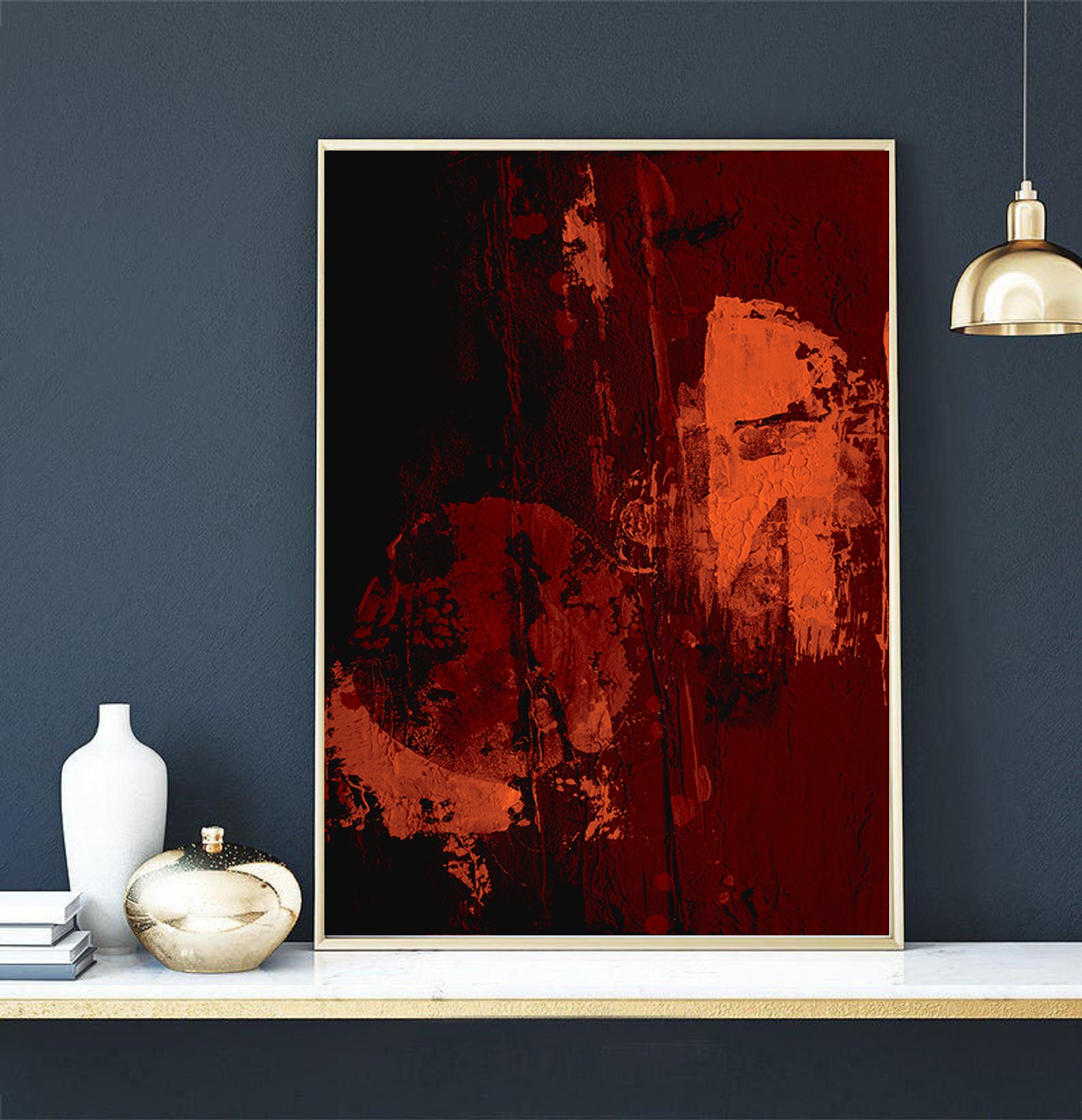Printable Black orange Poster Industrial Print Modern | Etsy